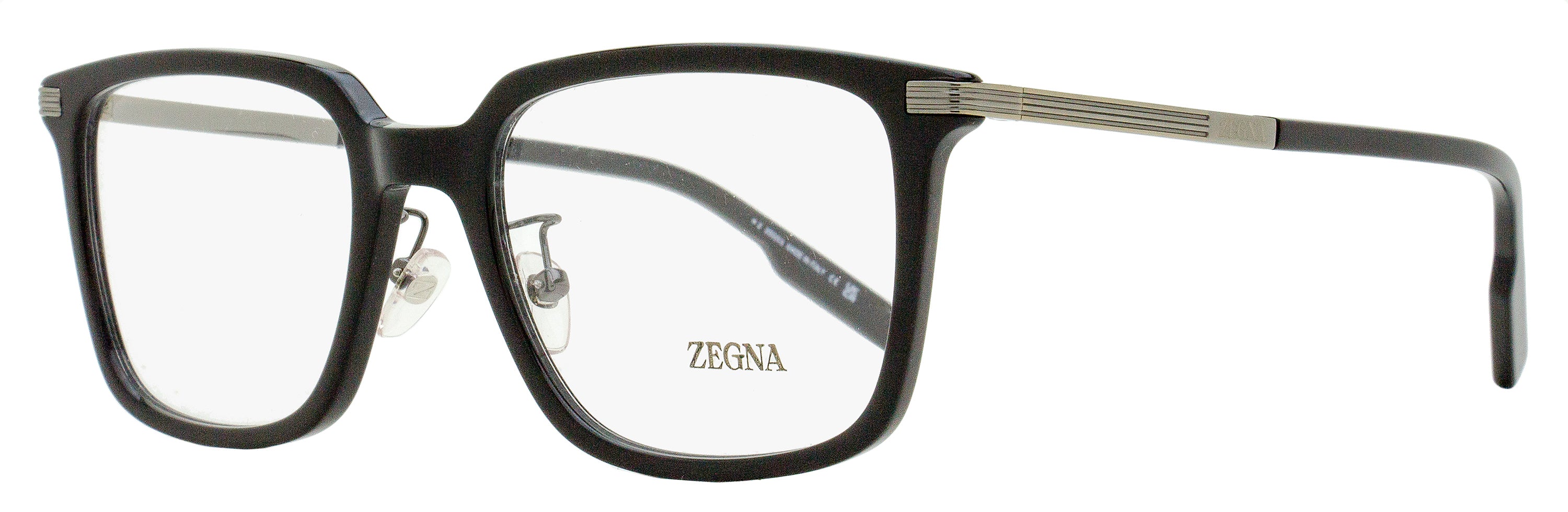 Zegna Stepped Browline Eyeglasses EZ5265-H 001 Black 54mm – Stepani Style