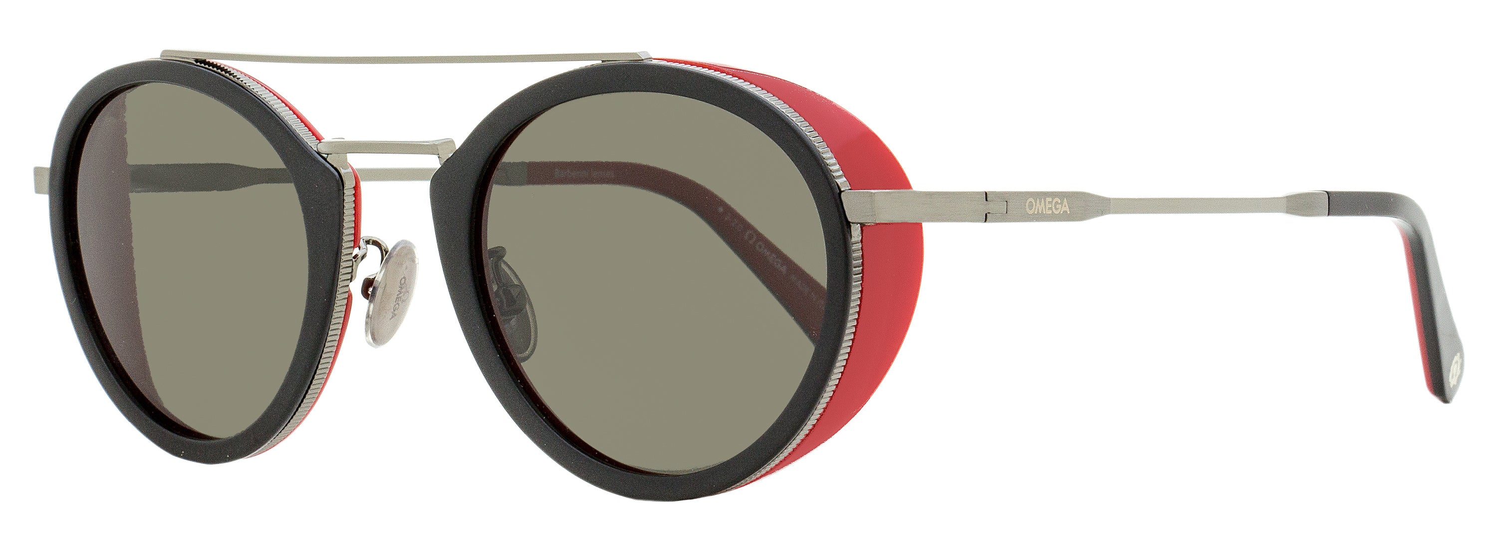 Omega Oval Blinkers Sunglasses OM0021H 05D Matte Black/Gunmetal Polari ...