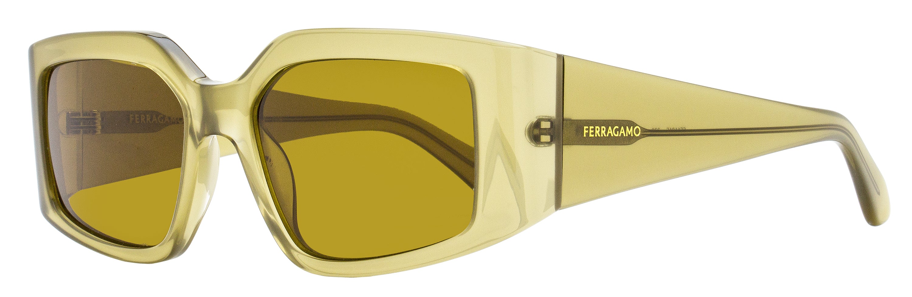 Ferragamo Modified Rectangle Sunglasses SF1101S 330 Opaline Olive 54mm ...