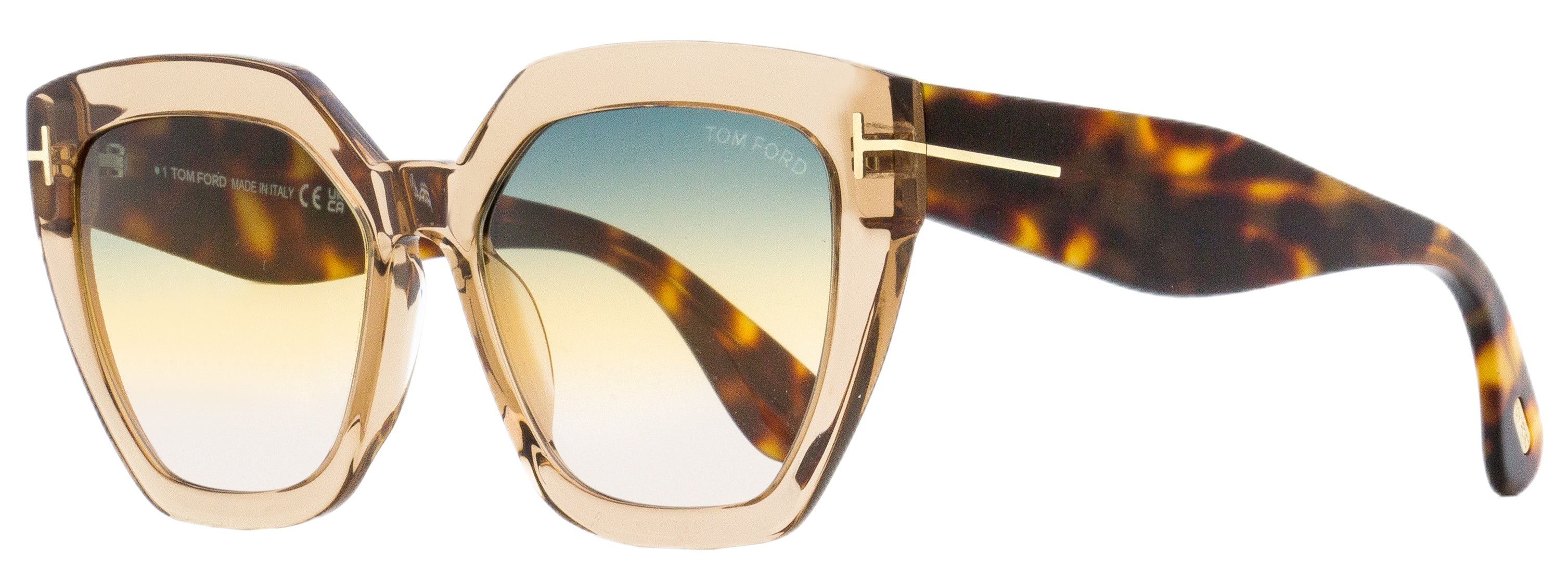 Tom Ford Square Sunglasses TF939 Phoebe 45B Transaparent Brown/Havana ...