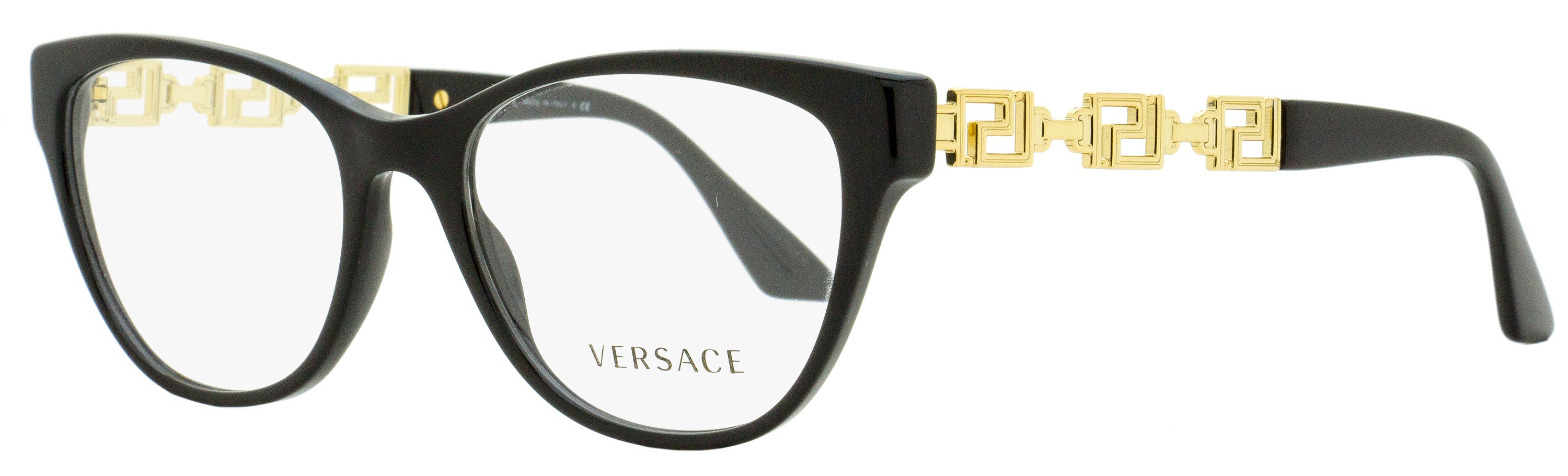 Versace Greca Eyeglasses VE3292 GB1 Black/Gold 52mm – Stepani Style